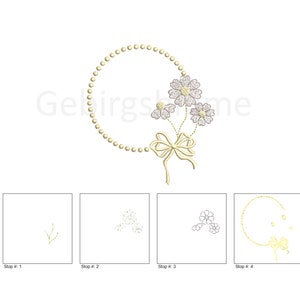 Pearl and Bow Embroidery Design Machine Embroidery 6 SIZES Instant ...