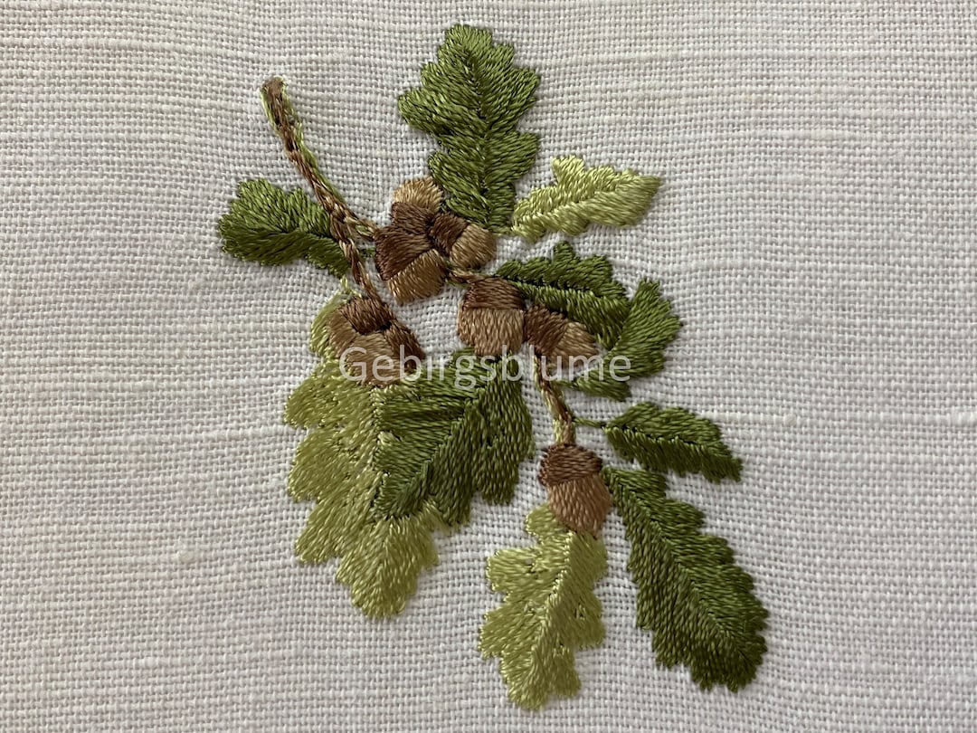 Oak Branch Leaves and Acorns Machine Embroidery Design ONE Size H2.45 ...