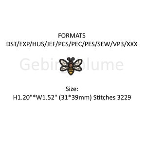Mini Bee Embroidery Design FSL Bee Machine Embroidery Free Standing ...