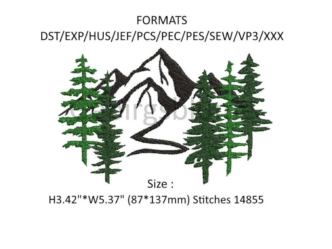 Forest Embroidery Mountains Embroidery Designs Instant - Etsy