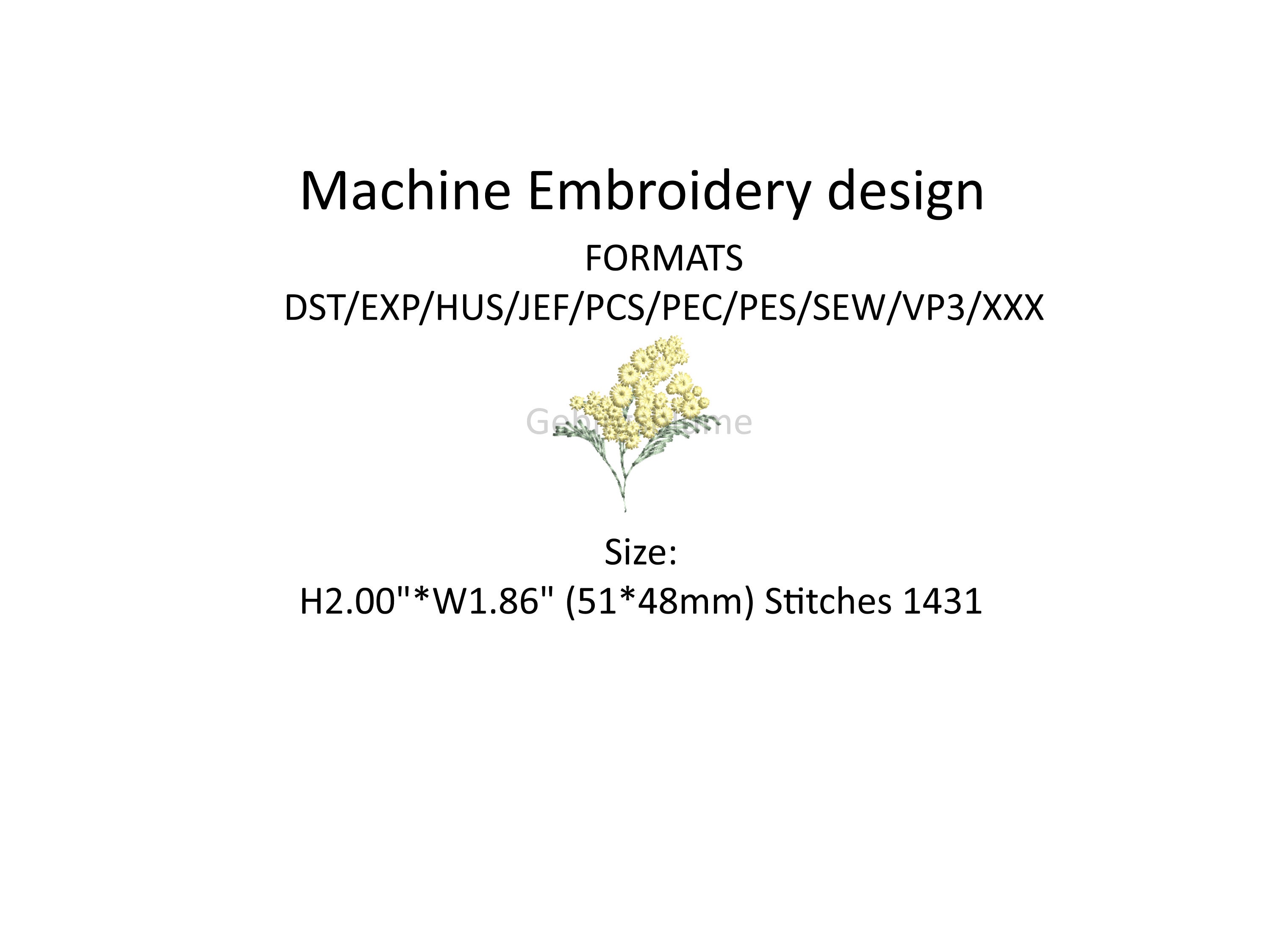 Mimosa Machine Embroidery Design Instant Download Digital File Size H2 ...