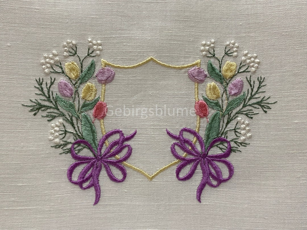 Crest Machine Embroidery Design Tulip Embroidery Digital File Size H4 ...