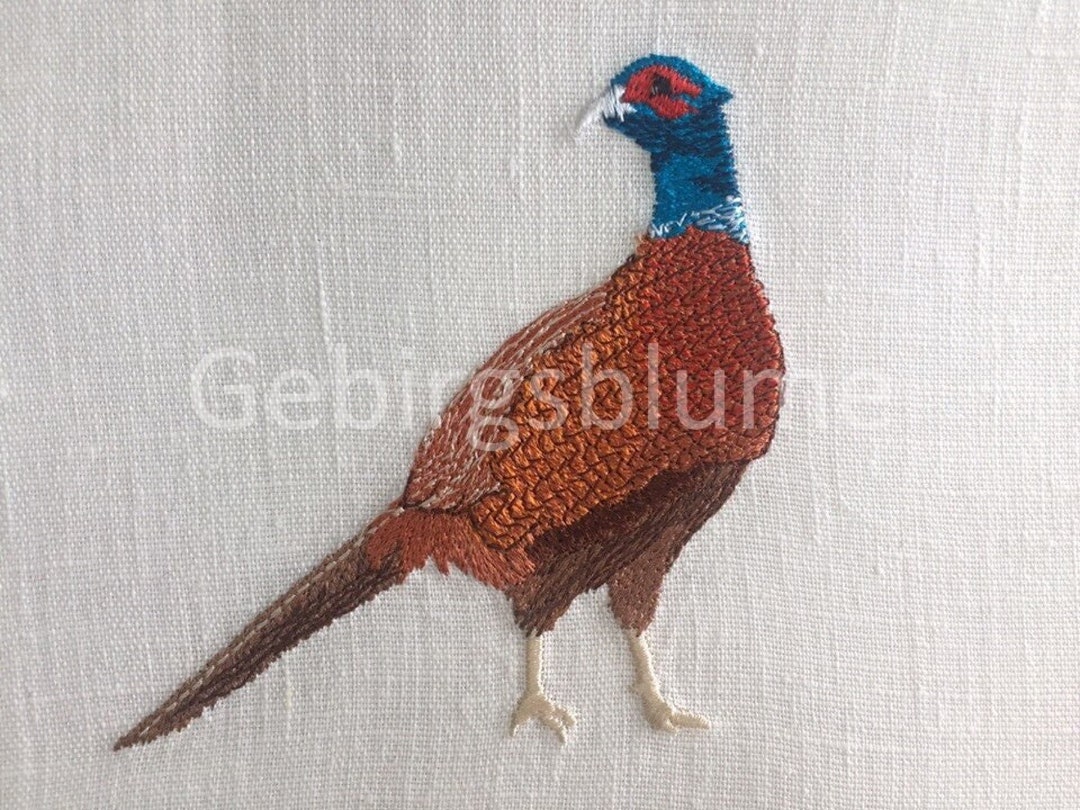 Pheasant Embroidery Design Woodland Embroidery Realistic Embroidery ...