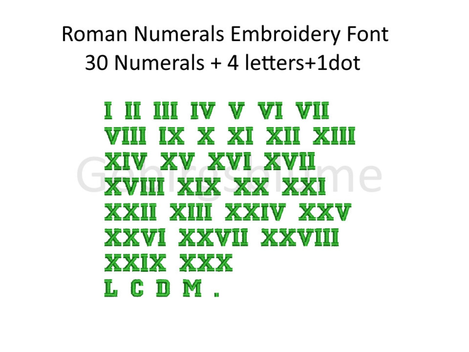 Roman Numerals Embroidery Font Instant Download 30 Numerals - Etsy