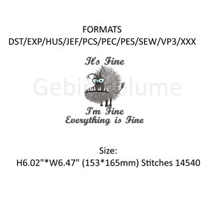 Dog Embroidery Design It’s Fine I’m Fine Everything is Fine Machine ...