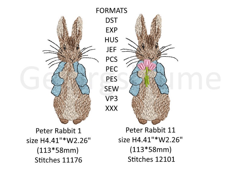 Bunny Embroidery Design Easter Bunny Peter Rabbit - Etsy