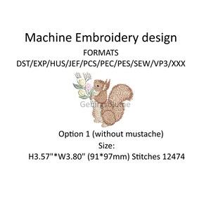 Squirrel Machine Embroidery Design Digital File Size H3.57*w3.80in - Etsy