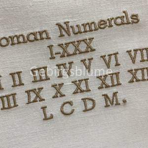 Roman Numerals Embroidery Font Instant Download 30 Numerals + 4 ...