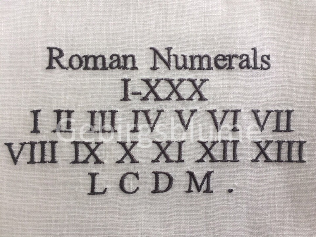 Roman Numerals Embroidery Font Instant Download 30 Numerals 4
