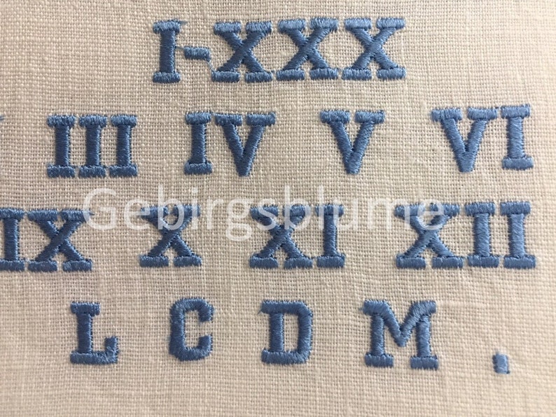 Roman Numerals Embroidery Font Instant Download 30 Numerals + 4 ...