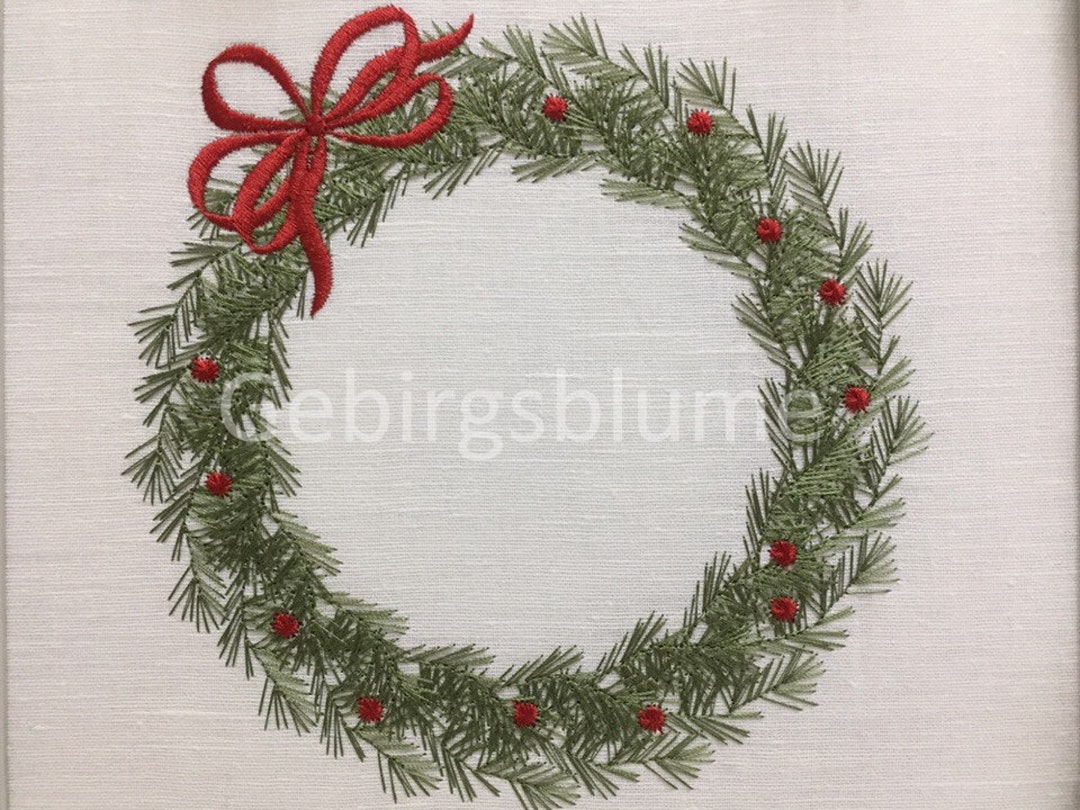 Christmas Wreath Embroidery Design Christmas Monogram Instant Download ...
