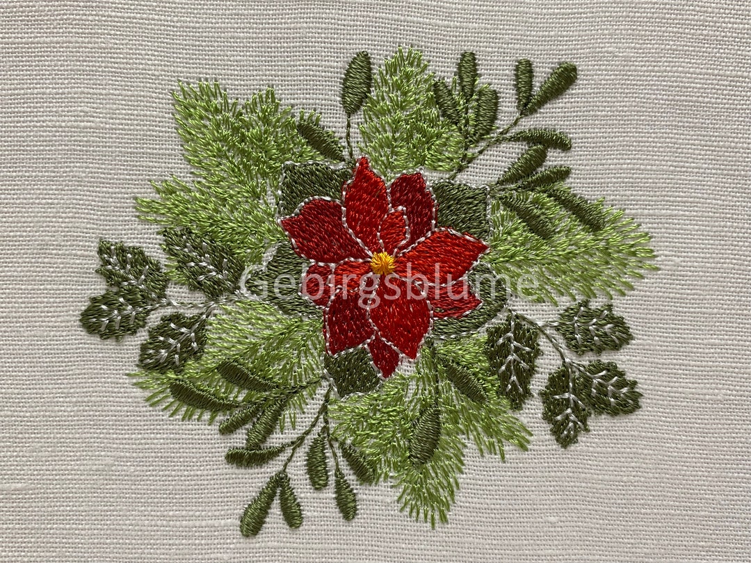 Poinsettia Embroidery Design Christmas Machine Embroidery Design ...