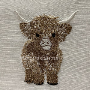 Highland Cow Machine Embroidery Design Digital File Size H3.13*w2.62in ...