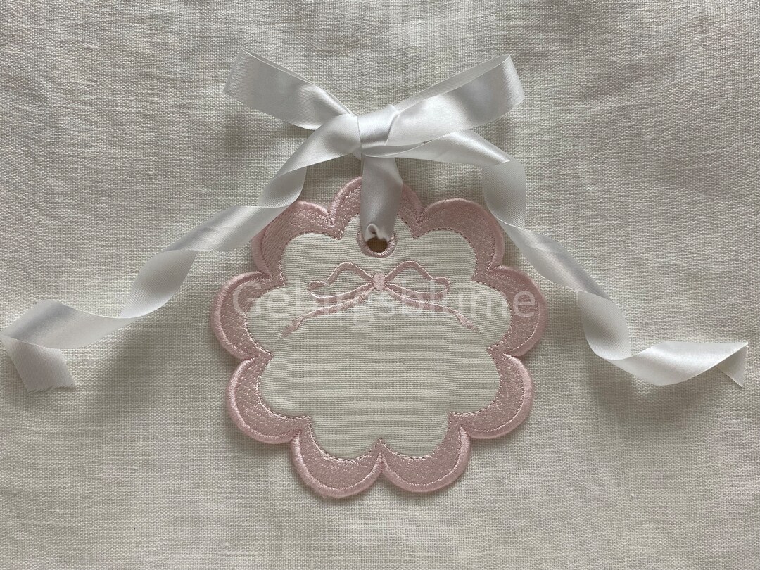 ITH Machine Embroidery Design Bag Tag Embroidery Design Scalloped Edge ...
