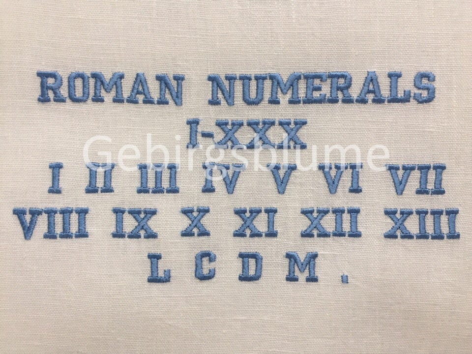 Roman Numerals Embroidery Font Instant Download 30 Numerals - Etsy UK
