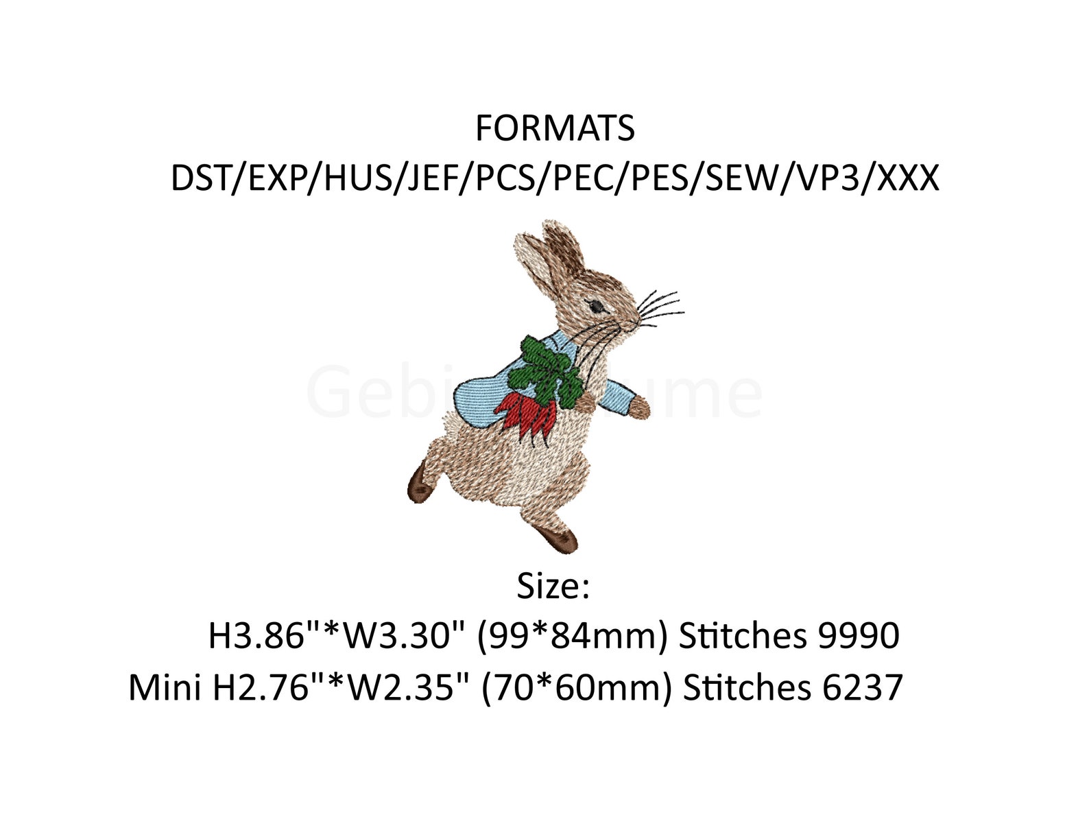 Easter Bunny Embroidery Design Peter Rabbit Machine Embroidery Design ...