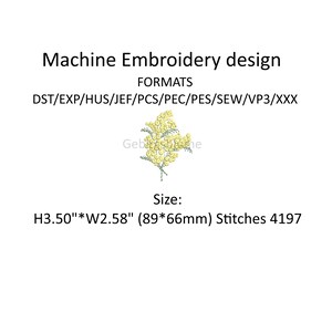 Mimosa Machine Embroidery Design Instant Download Digital File Size H3 ...