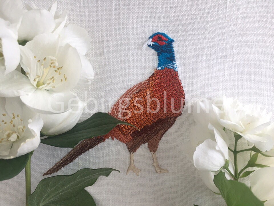 Pheasant Embroidery Design Woodland Embroidery Realistic Embroidery ...