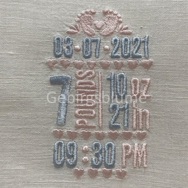 Birth Announcement Embroidery Design - Etsy