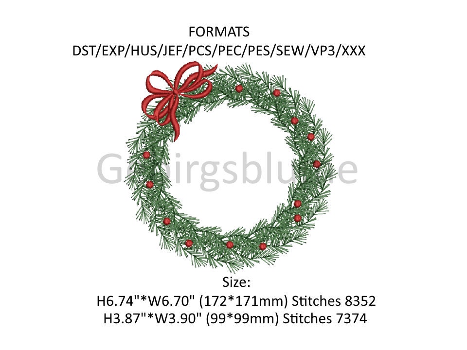 Christmas Wreath Embroidery Design Christmas Monogram Instant - Etsy