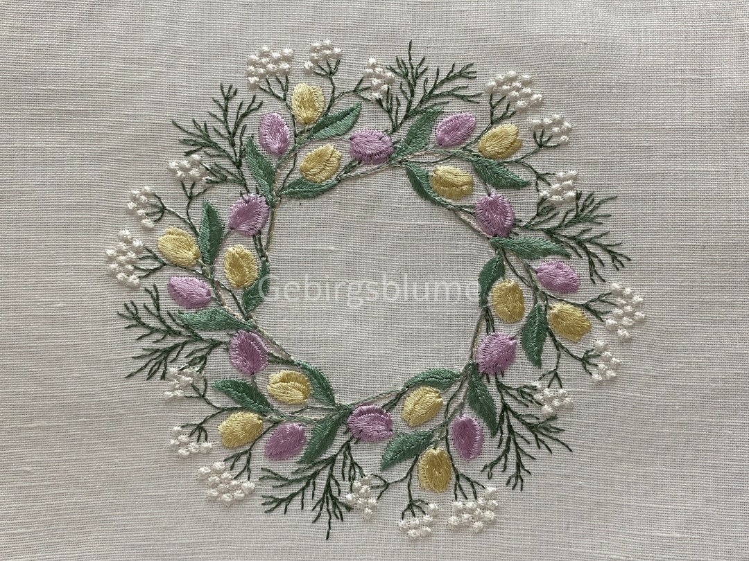 Wreath Machine Embroidery Design Tulip Embroidery Digital File Size H5 ...