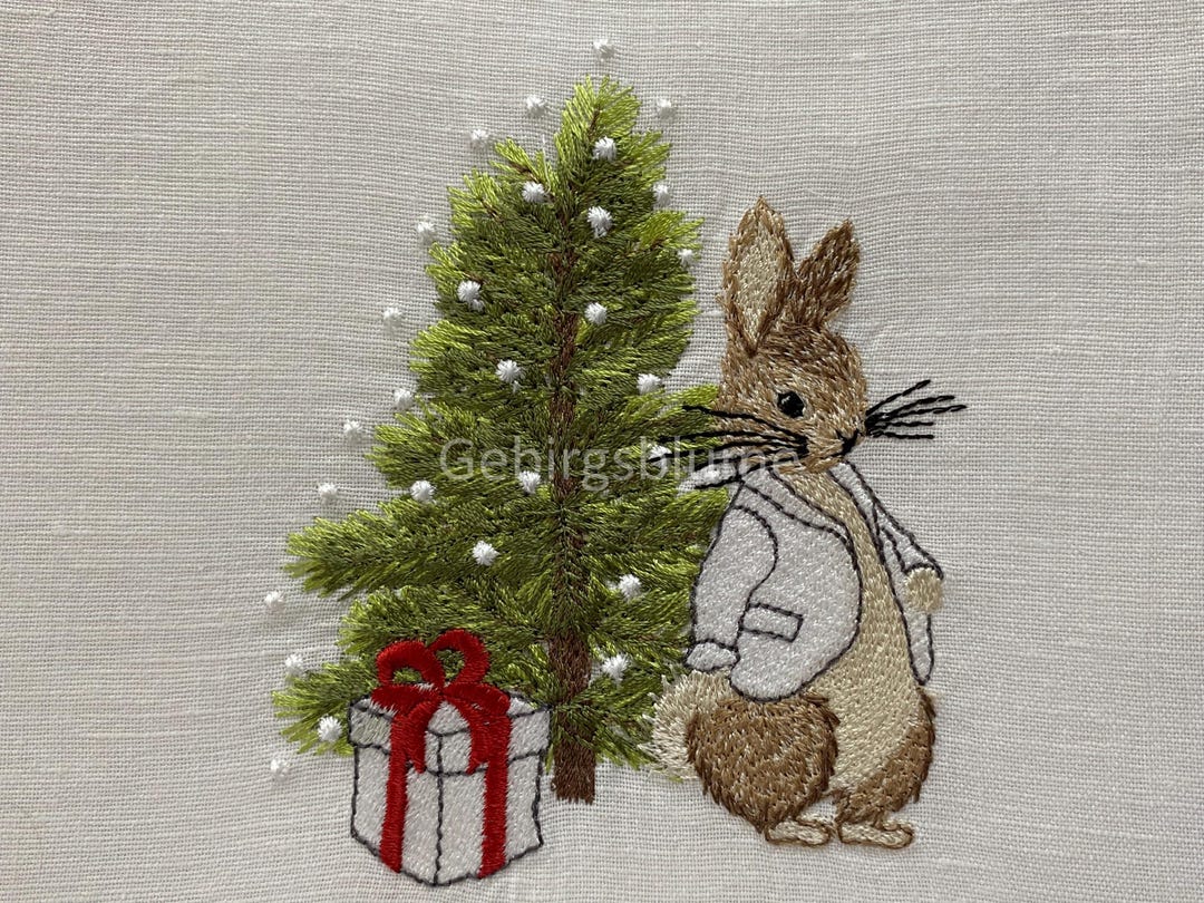 Christmas Rabbit Machine Embroidery Design - Etsy