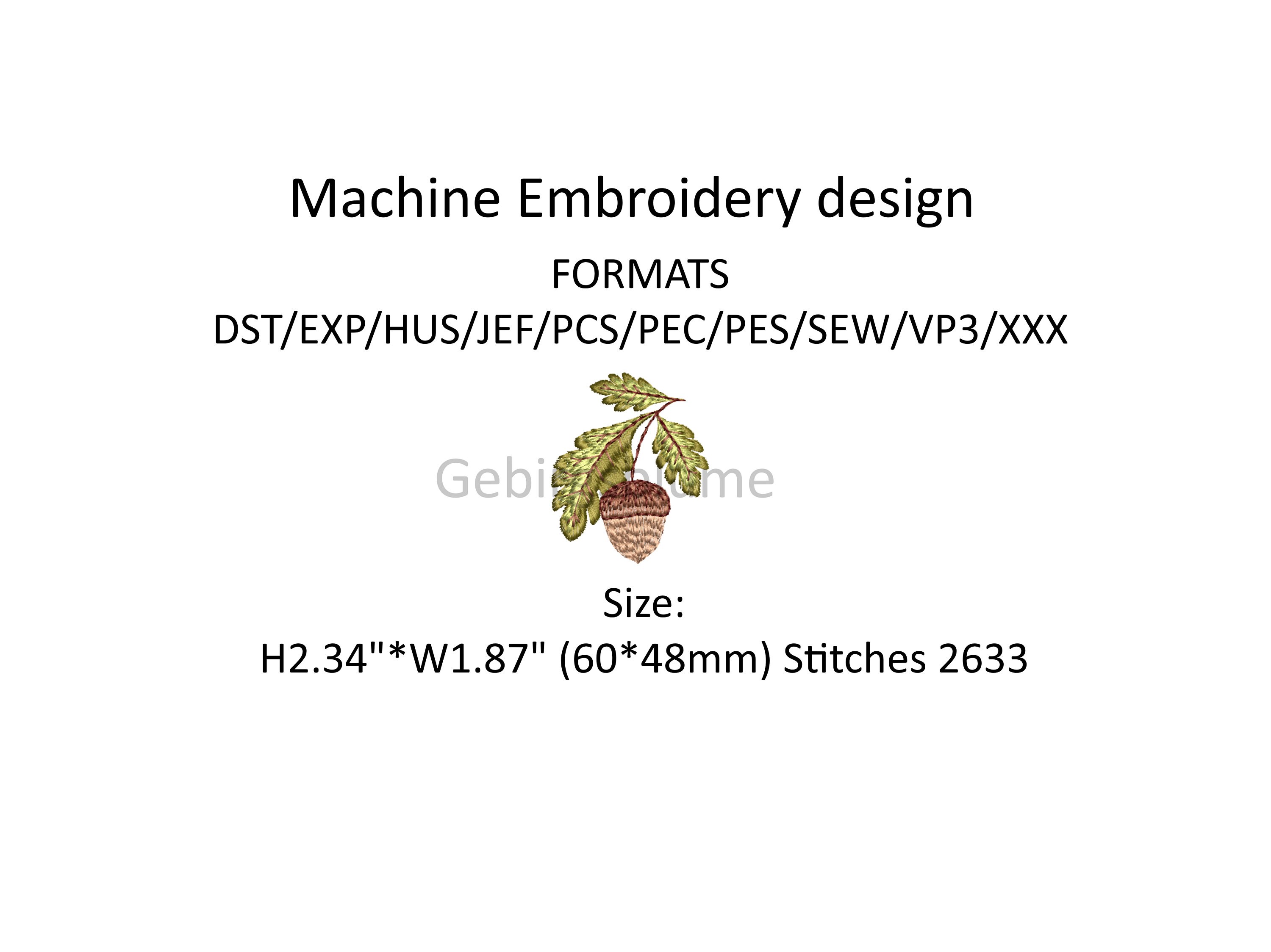 Acorn Machine Embroidery Design Autumn Embroidery H2.34*w1.87in - Etsy