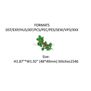 Mini Holly Machine Embroidery Design Holly Twig With Berries One Size ...