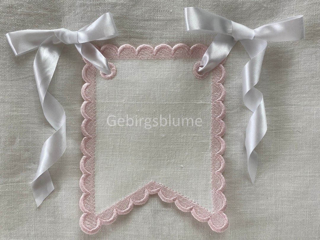 Bunting Banner Embroidery Scalloped Edge Birthday Banner Bunting Flag ...