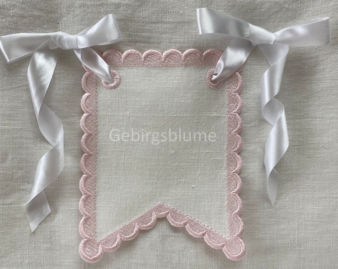 Bunting Banner Embroidery Scalloped Edge Birthday Banner Bunting Flag ...