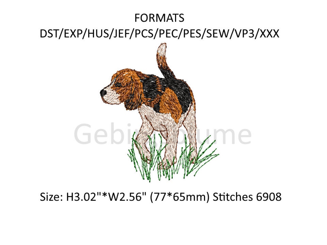 Beagle Dog Embroidery Design Animal Embroidery Art 4x4 Hoop Size ...