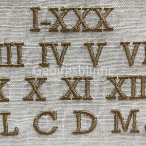 Roman Numerals Embroidery Font Instant Download 30 Numerals + 4 ...