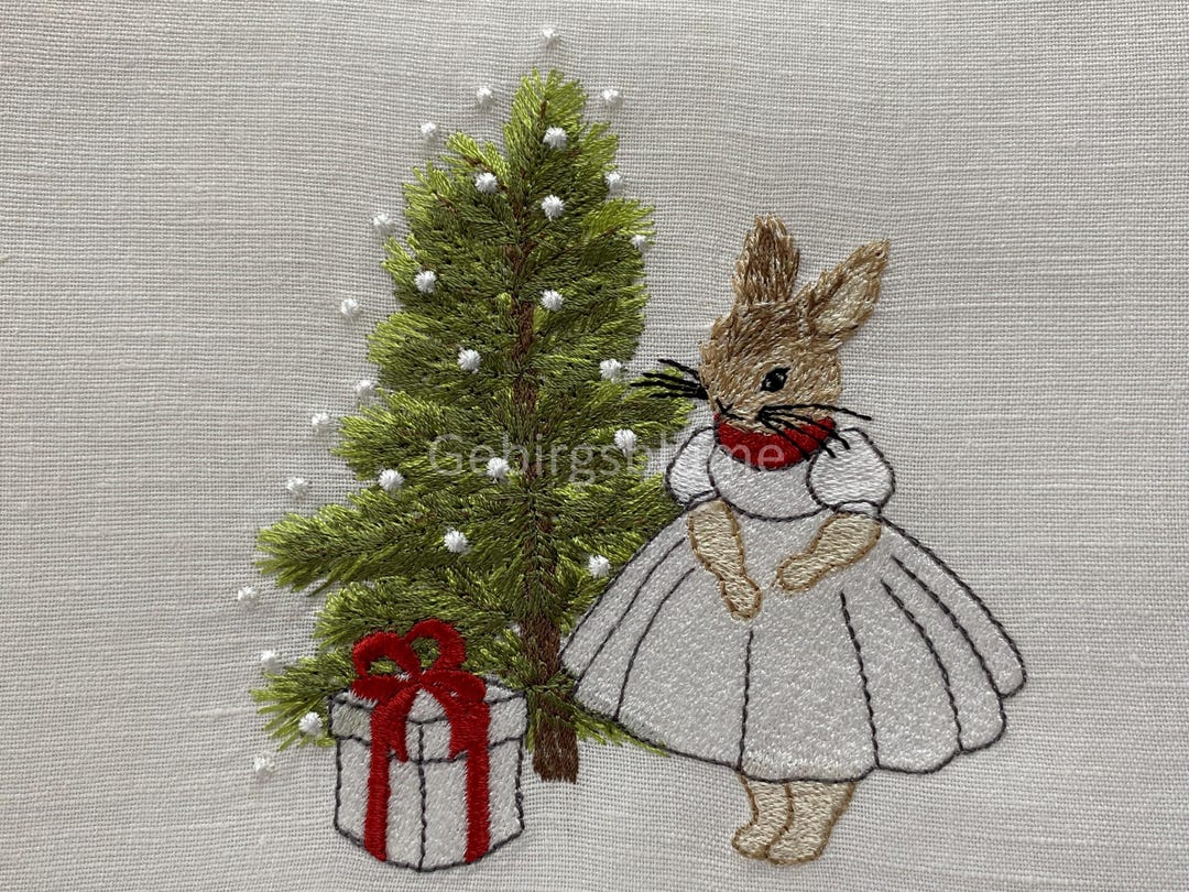 Christmas Rabbit Machine Embroidery Design - Etsy