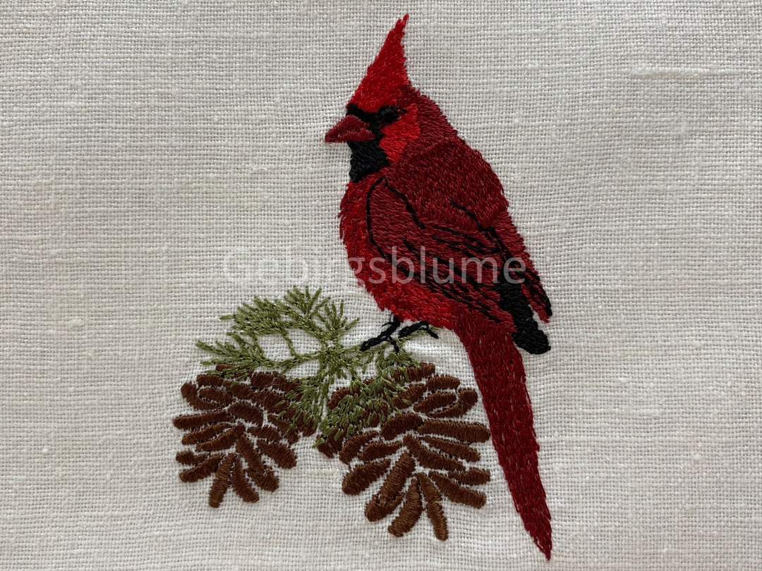Red Cardinal Embroidery Design Bird Embroidery Instant Download Digital ...
