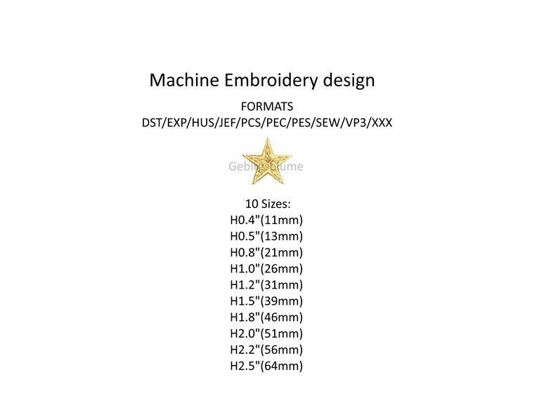 Mini Star Machine Embroidery Design 10 Sizes ONLY SINGLE STAR (multi ...