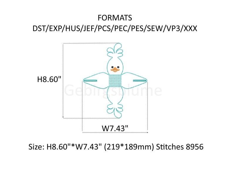 ITH Duck Easter Embroidery Design in the Hoop Machine Embroidery Design ...