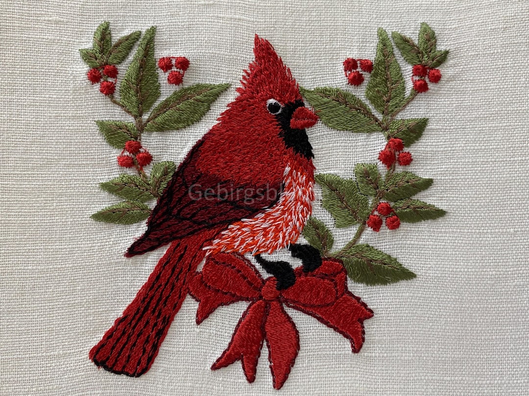 Christmas Machine Embroidery Design Size H3.75*w3.78in Red Cardinal ...