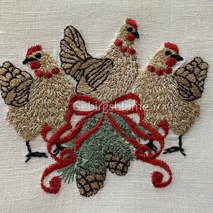 Three French Hens Machine Embroidery Design Size H3.20*w3.72in - Etsy