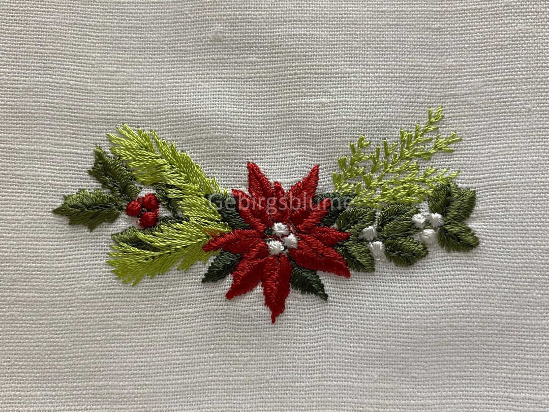 Christmas Poinsettia Machine Embroidery Designs Size H2.16*h2.25in - Etsy