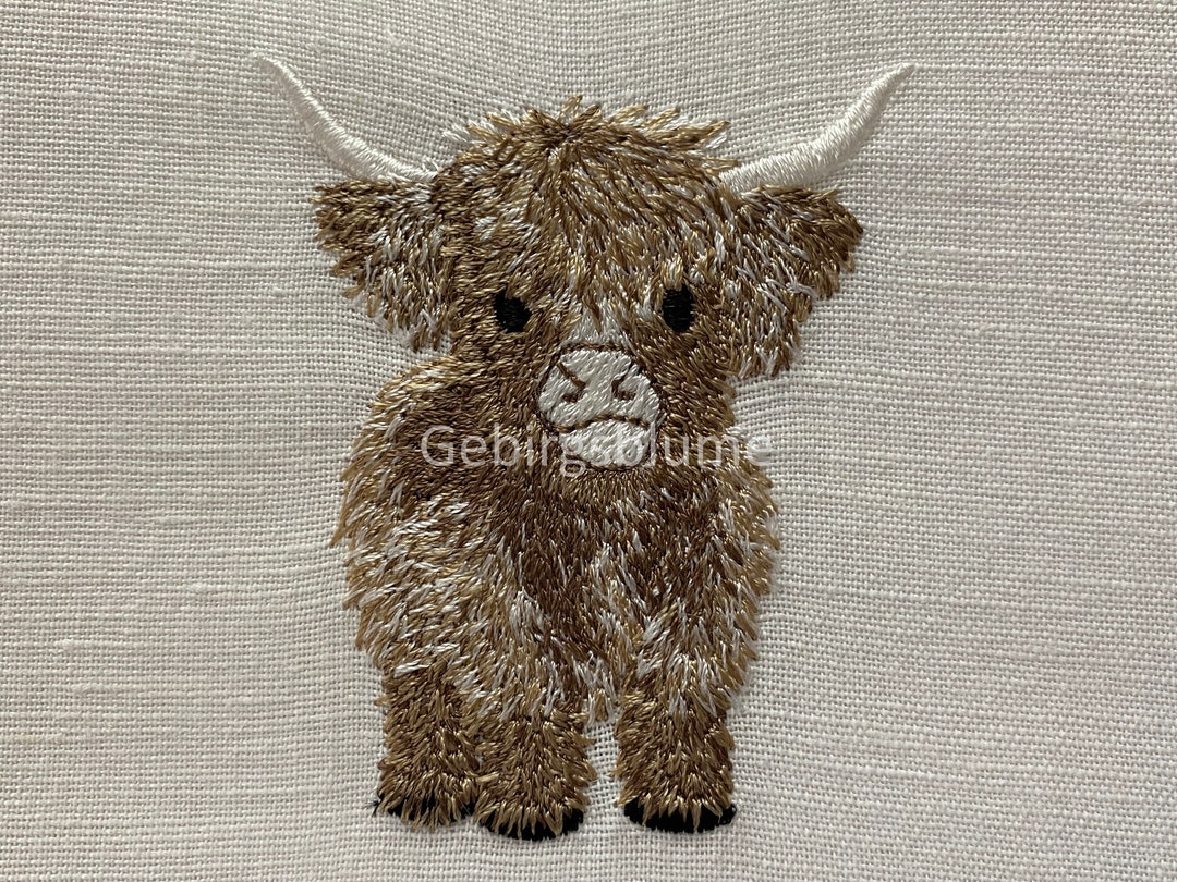 Highland Cow Machine Embroidery Design Digital File Size H3.13*w2.62in ...