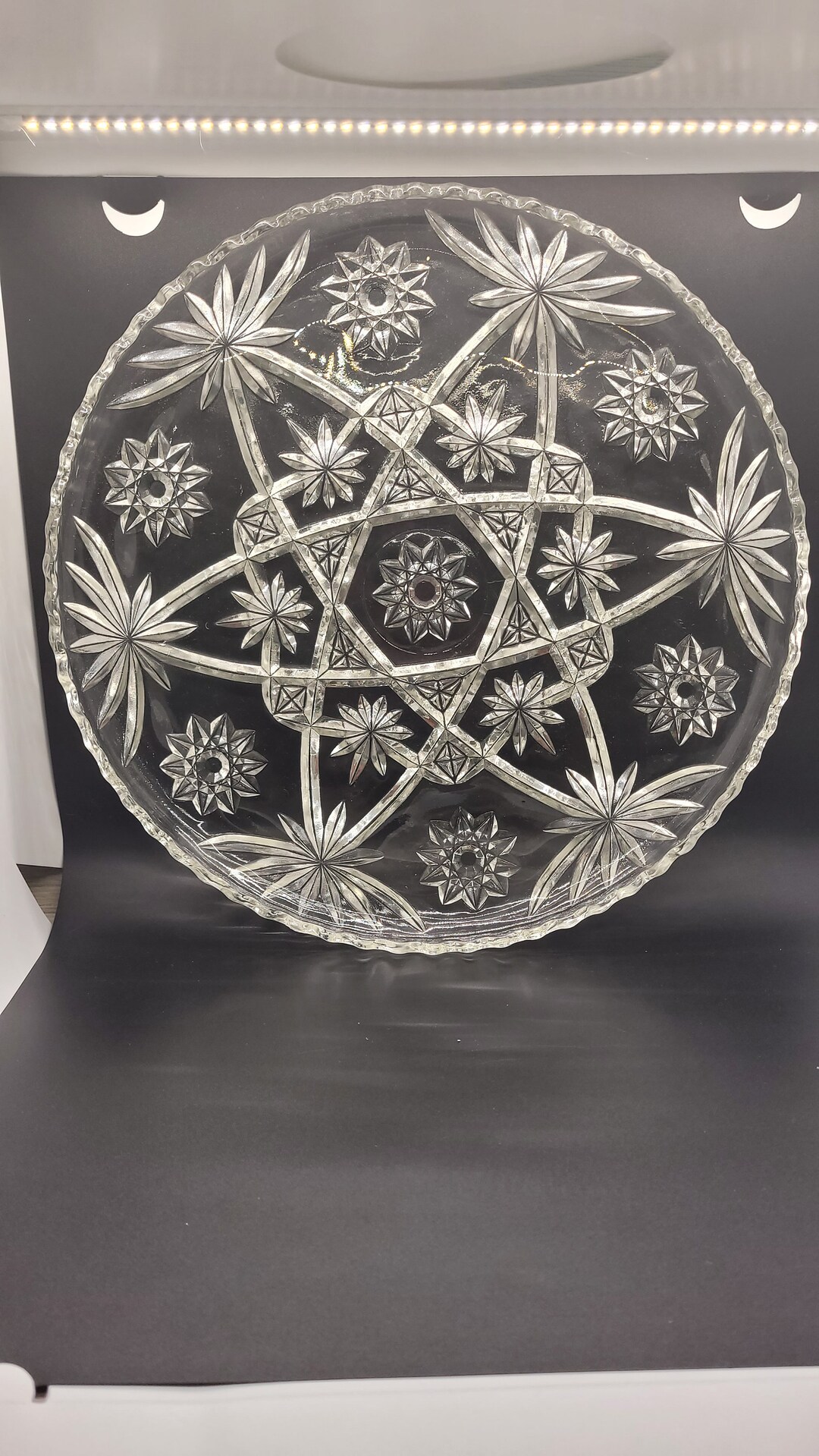 Elegant Etched Crystal Platter - Etsy