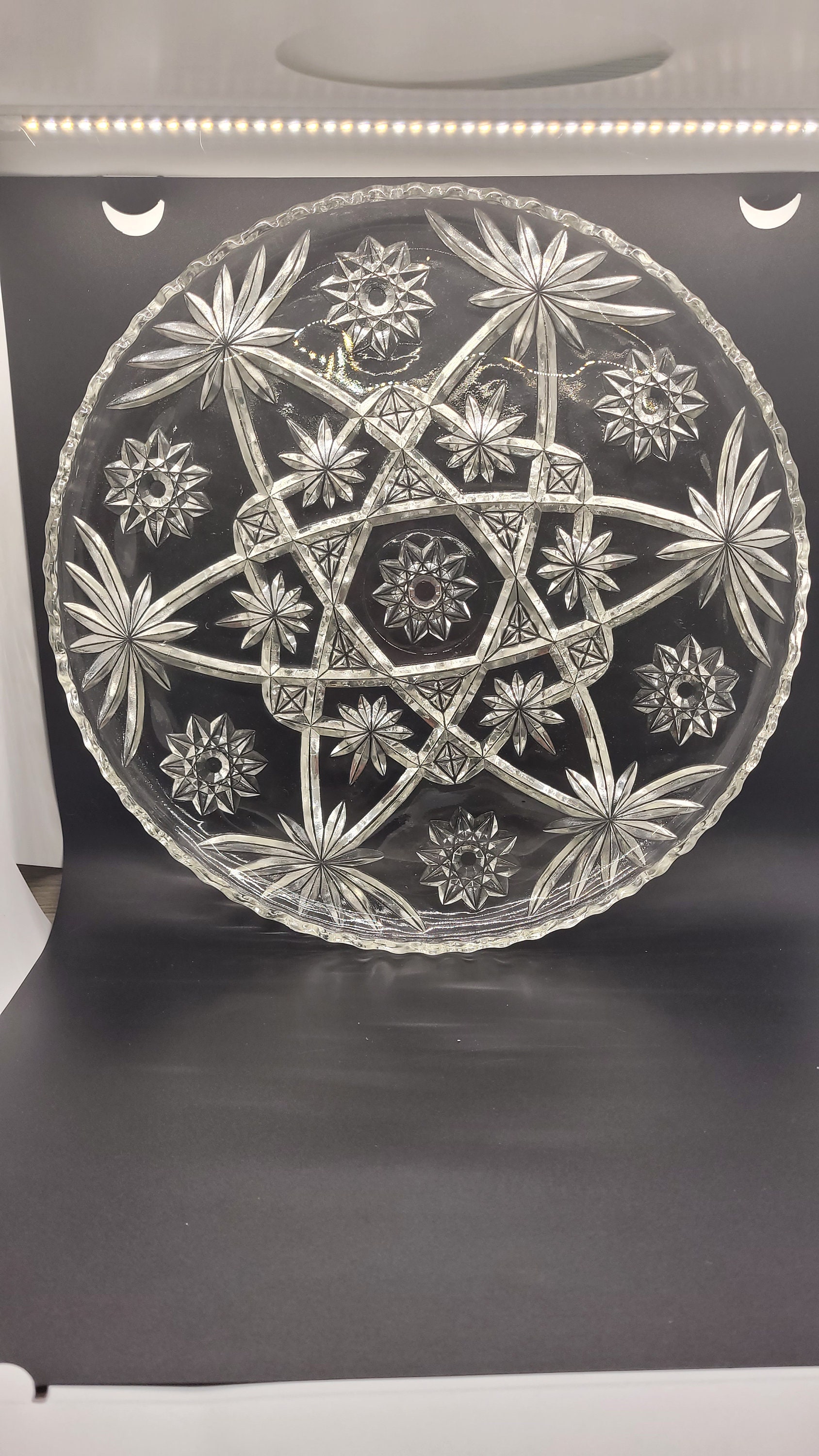 Elegant Etched Crystal Platter - Etsy