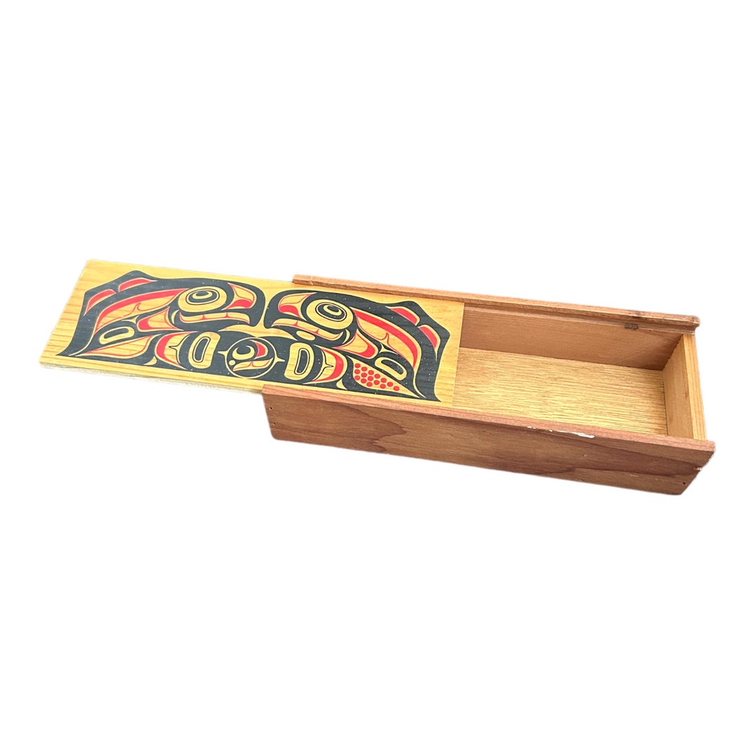 First Nations Wooden Box Slide Open Top - Etsy