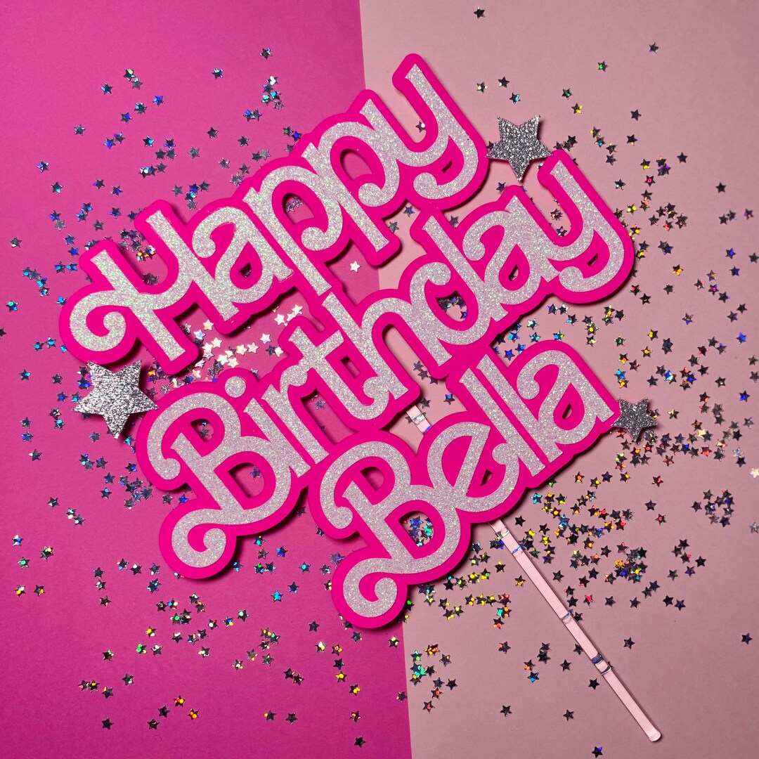 Glamor Pink Cake Topper - Pink Cake Topper - Fashion Topper - Glitter ...