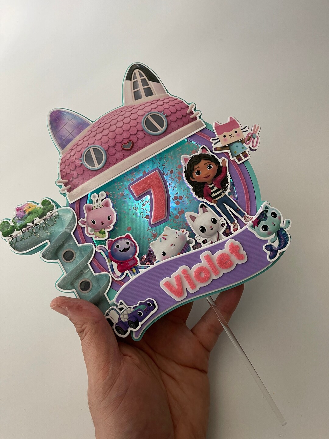 3D Gabby's Dollhouse Cake Topper Light / Shaker Cake Decorations Gabby ...