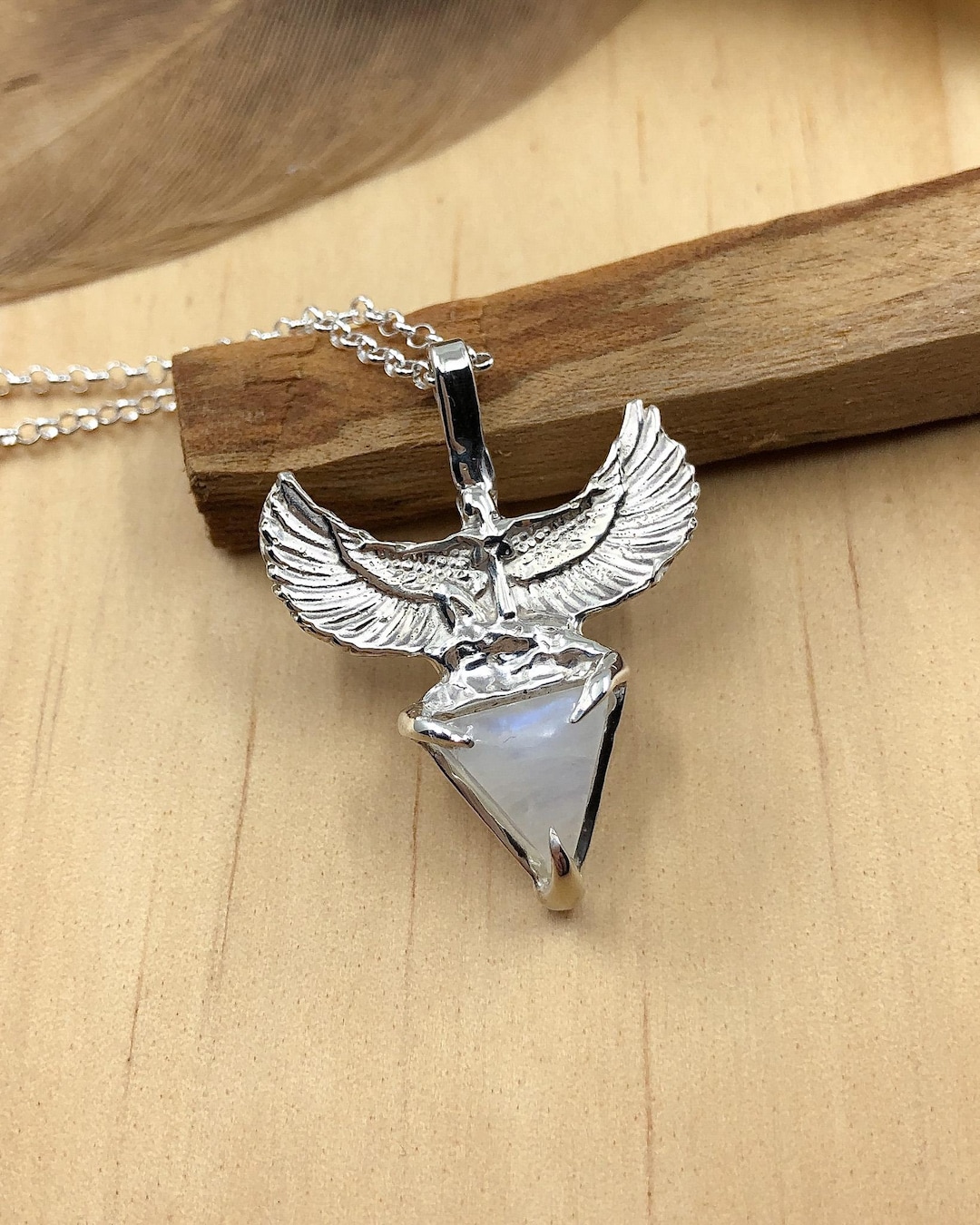 Egyptian Winged Goddess Solid 925 Sterling Silver Pendant With Triangle ...