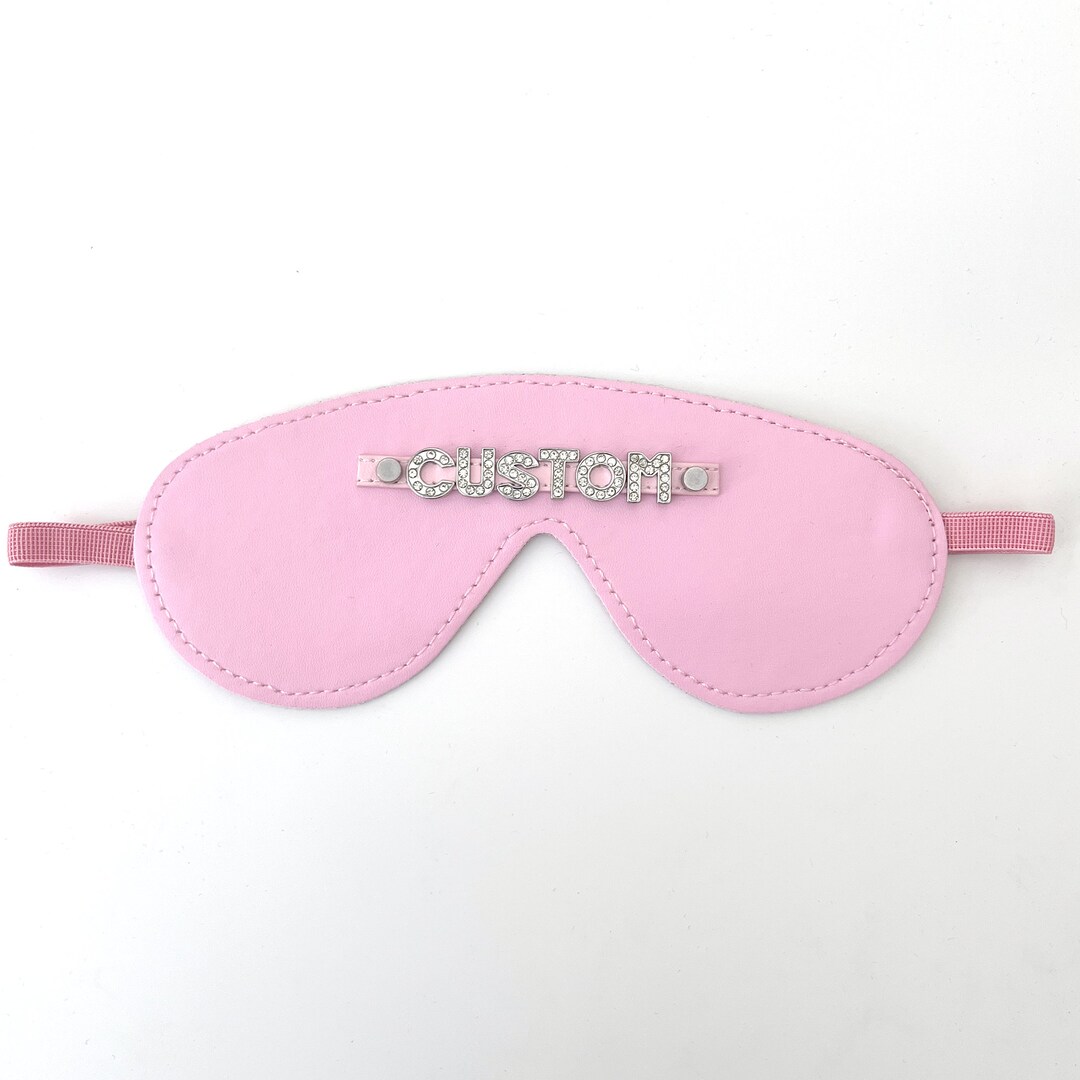 Baby Pink Custom Name Rhinestone Letter Eye Mask BDSM Blindfold Fun ...