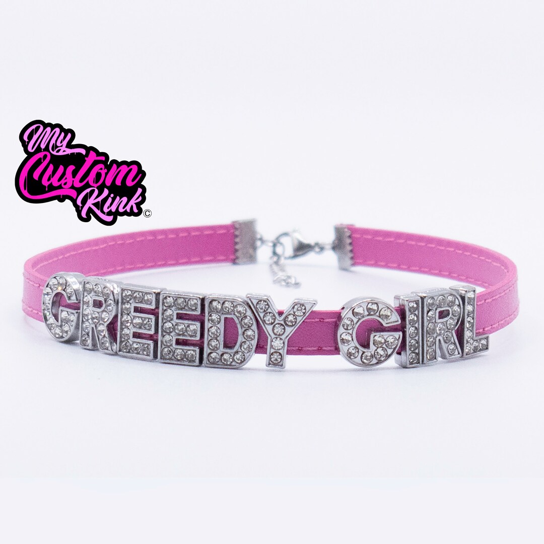 Greedy Girl Choker Alphabet Any Name Text Plain Choker Velvet Vegan ...