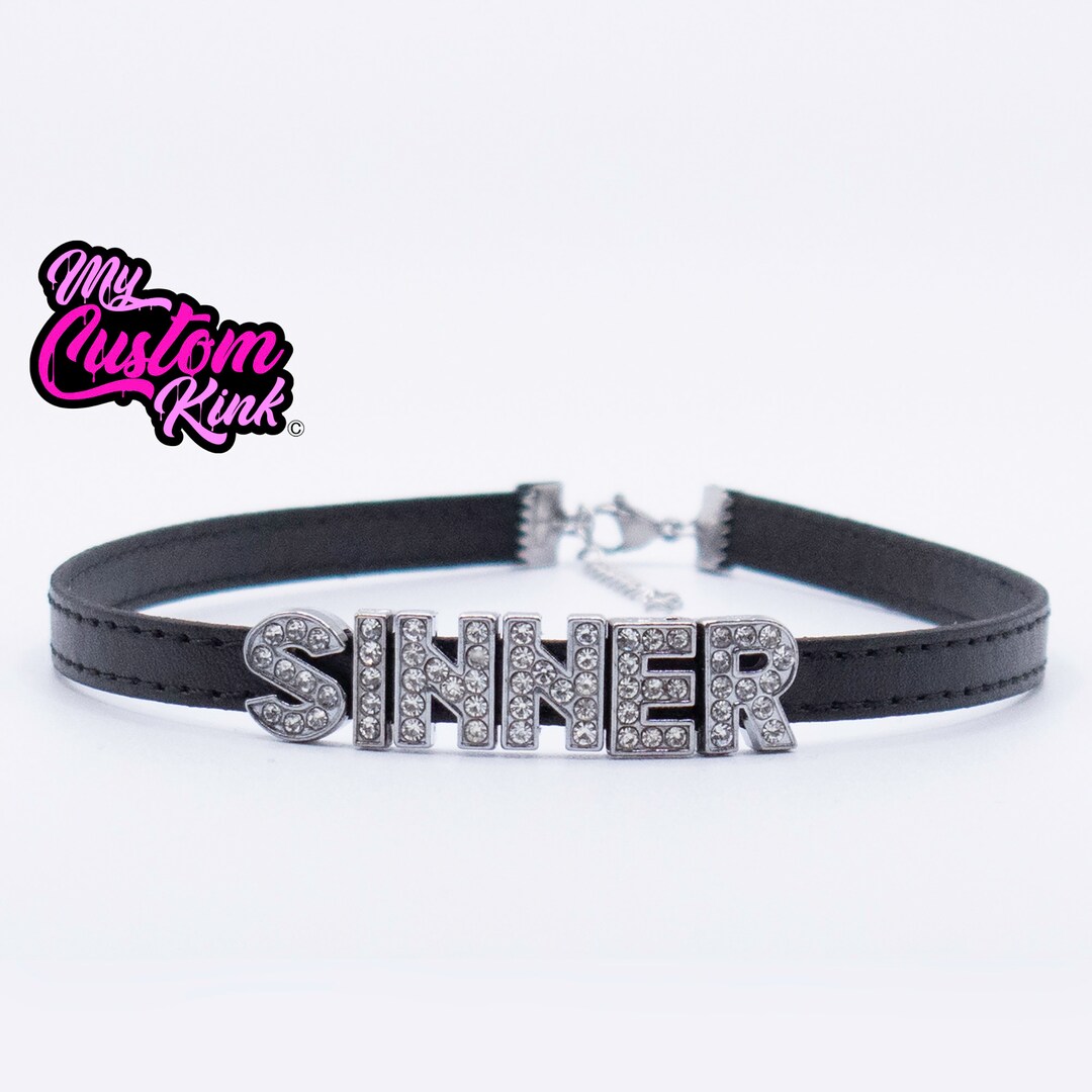 Sinner Choker Alphabet Any Name Text Plain Gothic Choker - Etsy