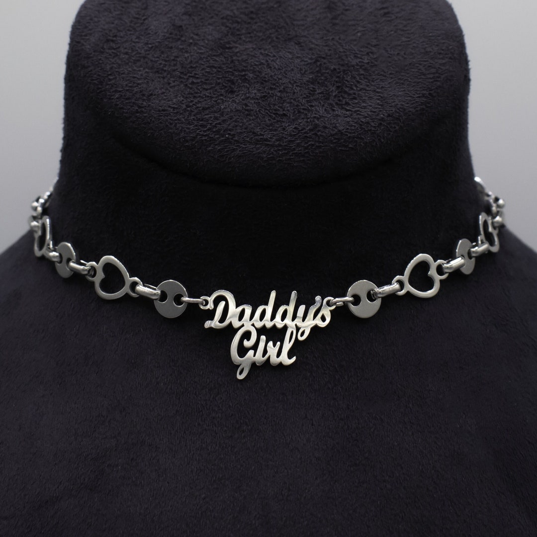 Daddy's Girl Choker Necklace 316 Stainless Steel Heart Link Choker ...